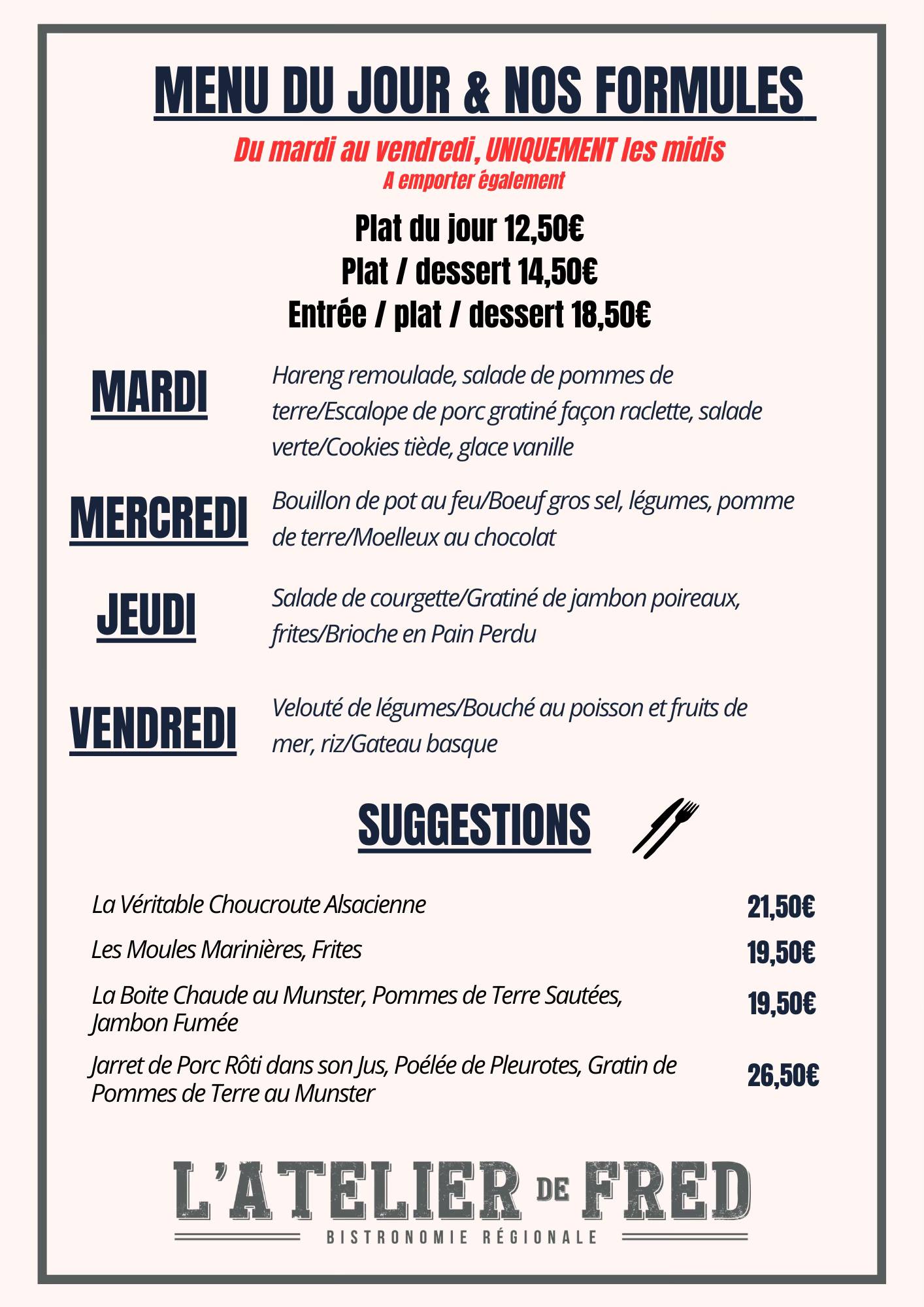 L'Atelier - Retrouvez nos menus du jour & formules de la semaine - 20 ...
