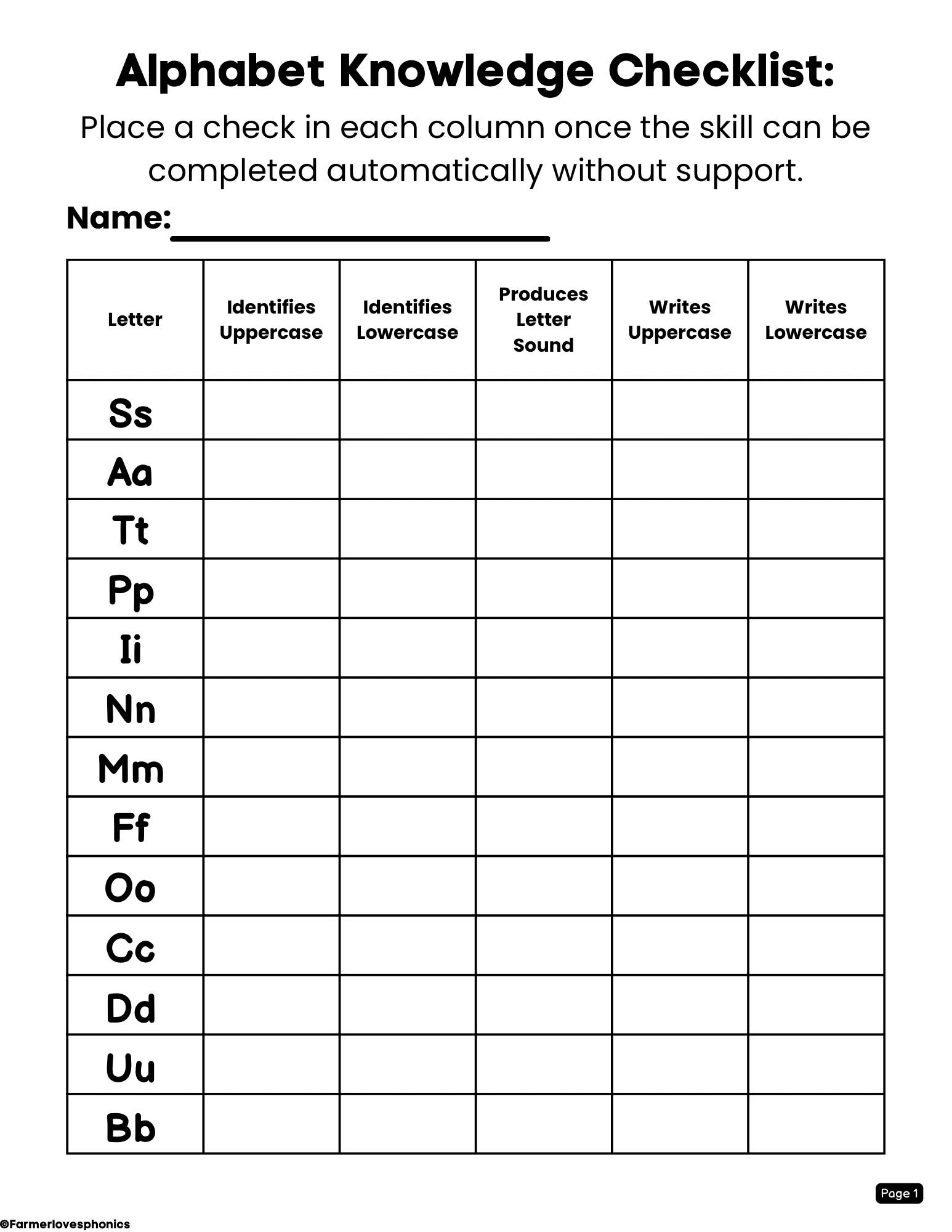 Farmer - 🆓 Comment CHECKLIST 🥳 to get free alphabet knowledge resources ...