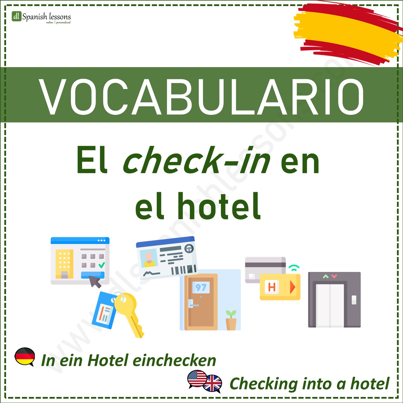 El check-in en el hotel 📌¡Escribe un... - dl Spanish lessons