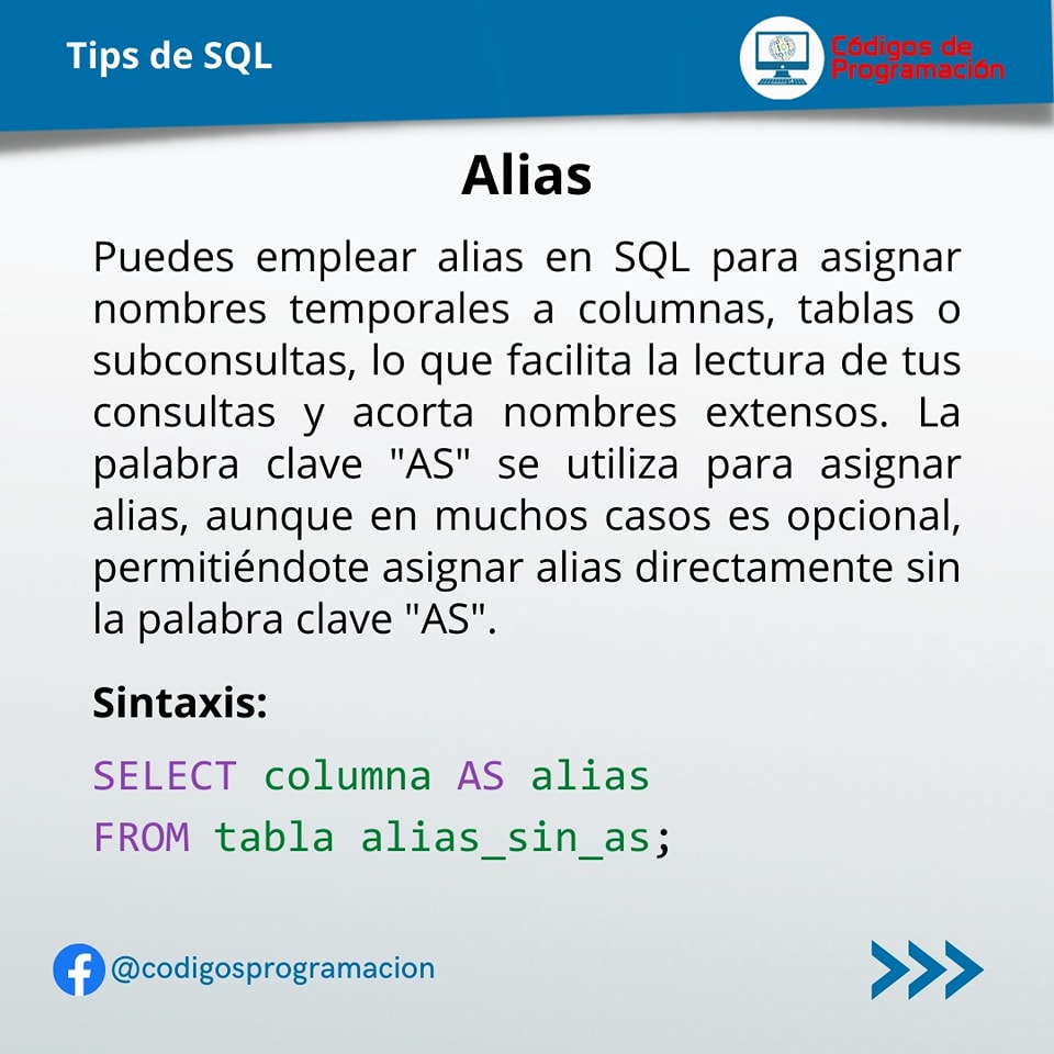 Uso De Alias En Sql Códigos De Programación 2209