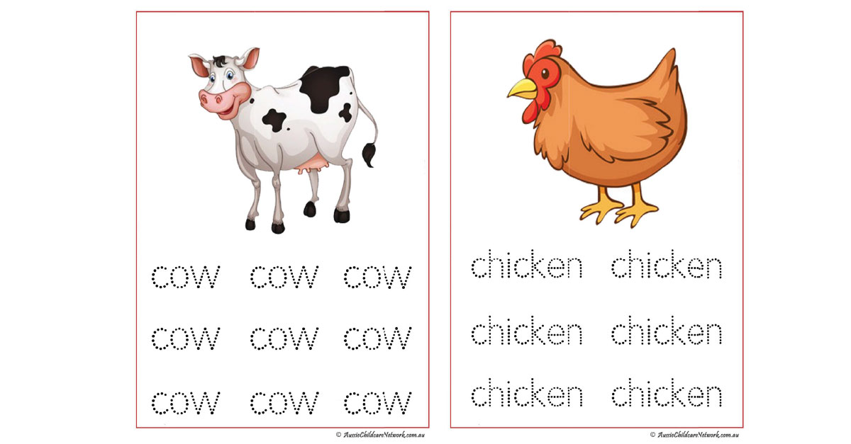 FREE Farm Animals Tracing Words... - Aussie Childcare Network | Facebook