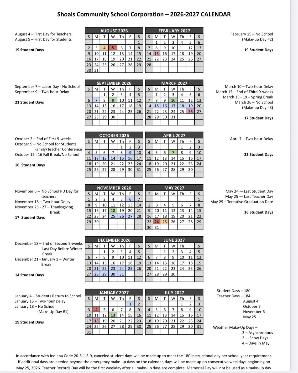 Shoals School Calendar73193798