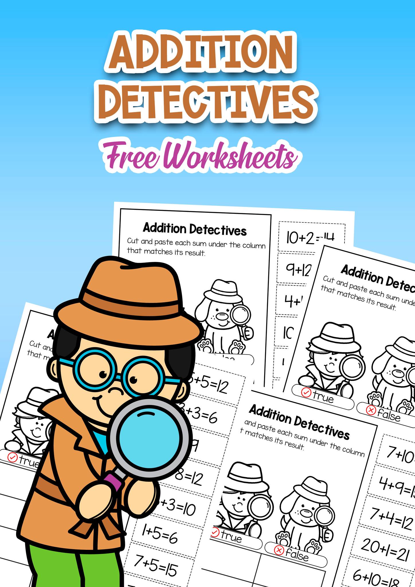 Worksheets PDF - Addition Detectives – Free Printables ...