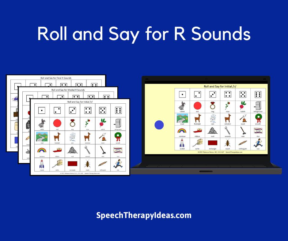 Roll and Say for R Sound 🐇🚀 Here... - Speech Therapy Ideas