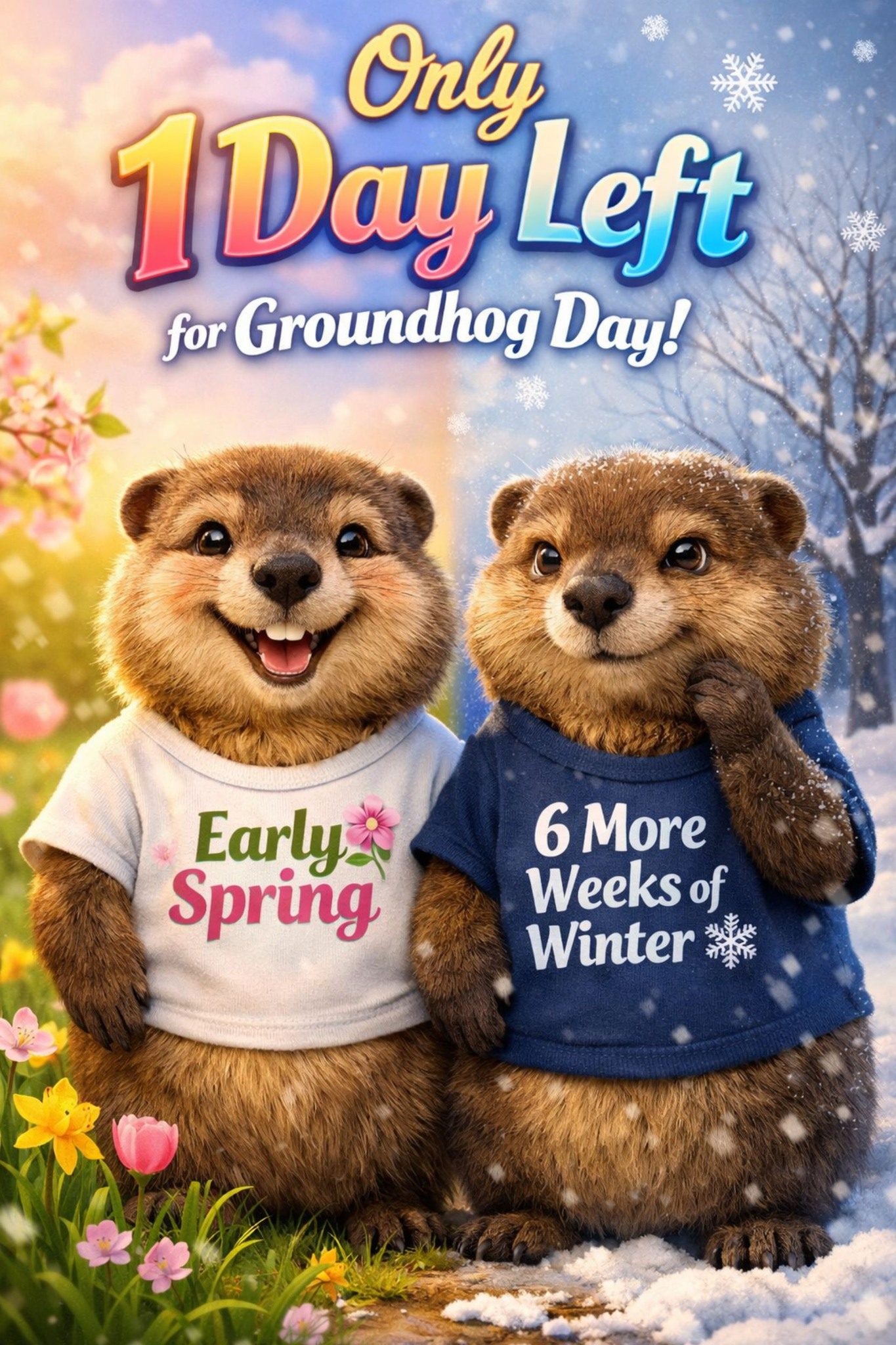Happy - 🦫 Only ONE Day Left for Groundhog Day! 🦫 Will it be 🌸 Early ...