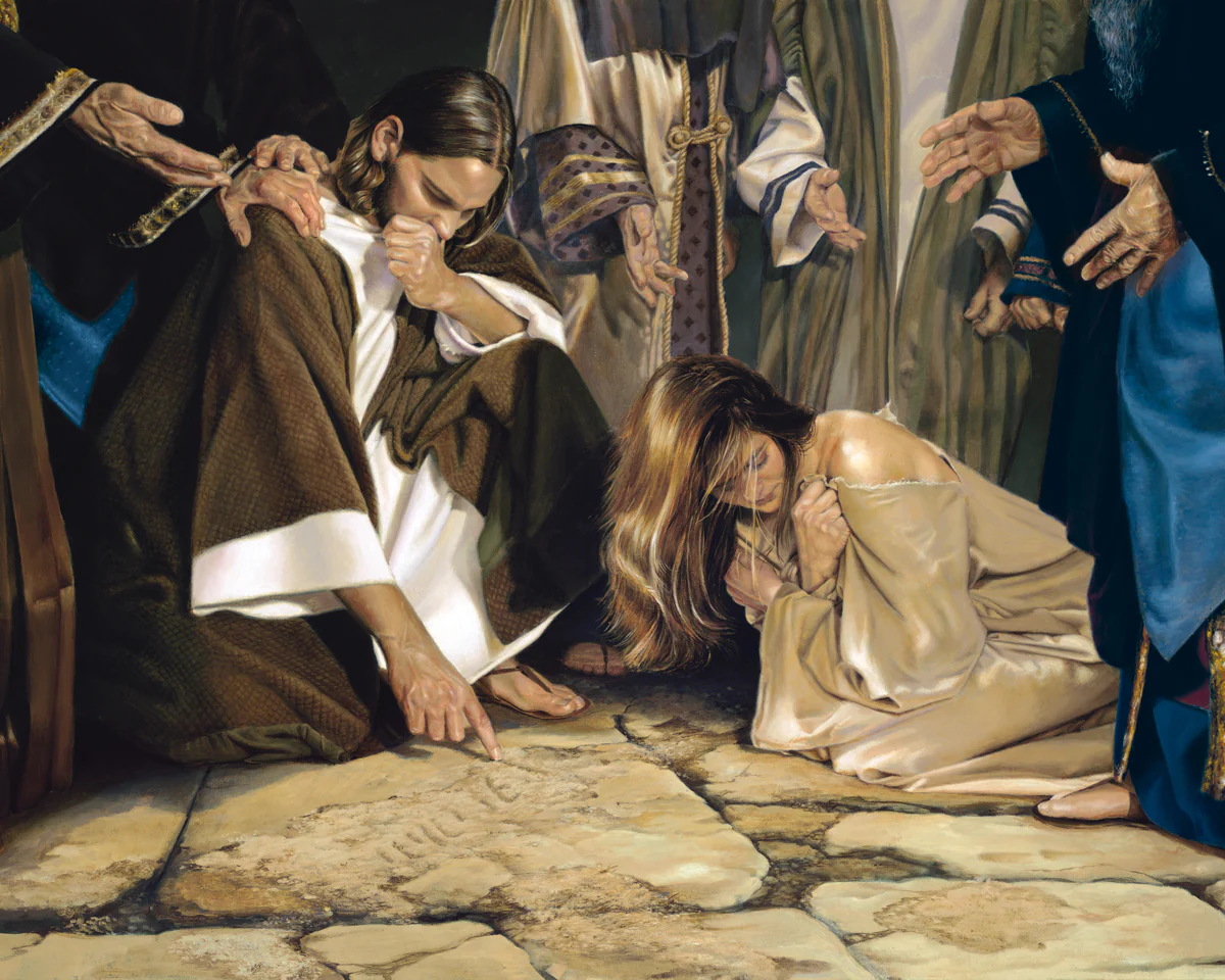 Bibles - "The Scribes and Pharisees brought a woman caught in adultery ...