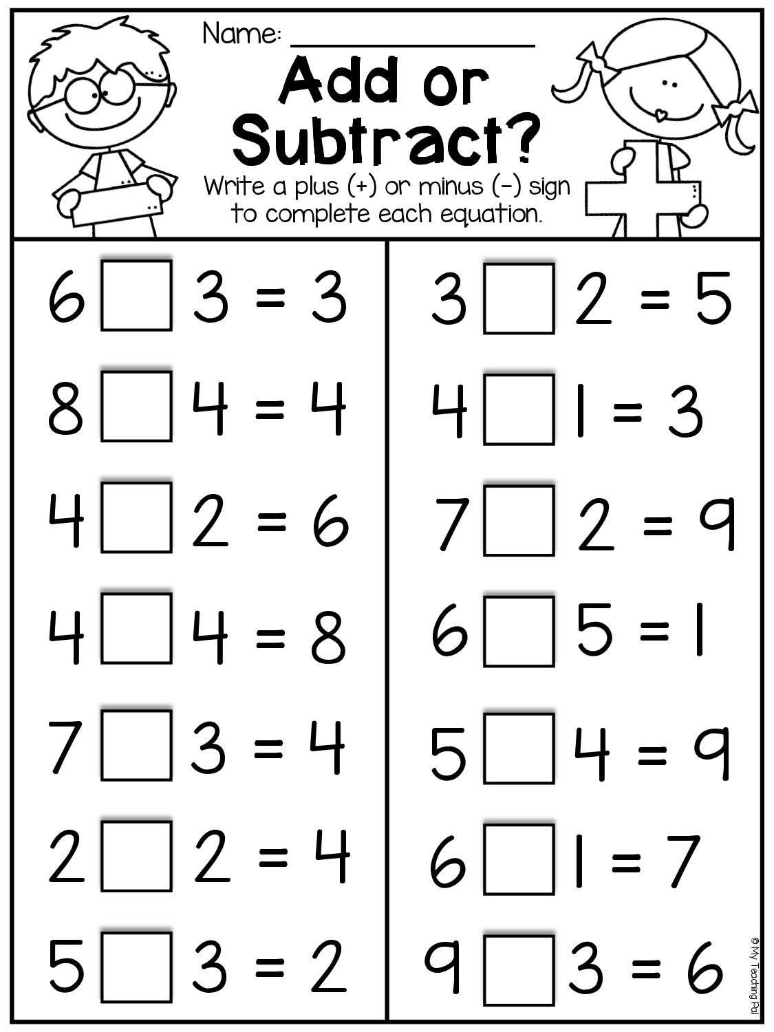 Teacher - Worksheet- Add or Subtract 😊 ALL PDFs are posted at Teacher ...