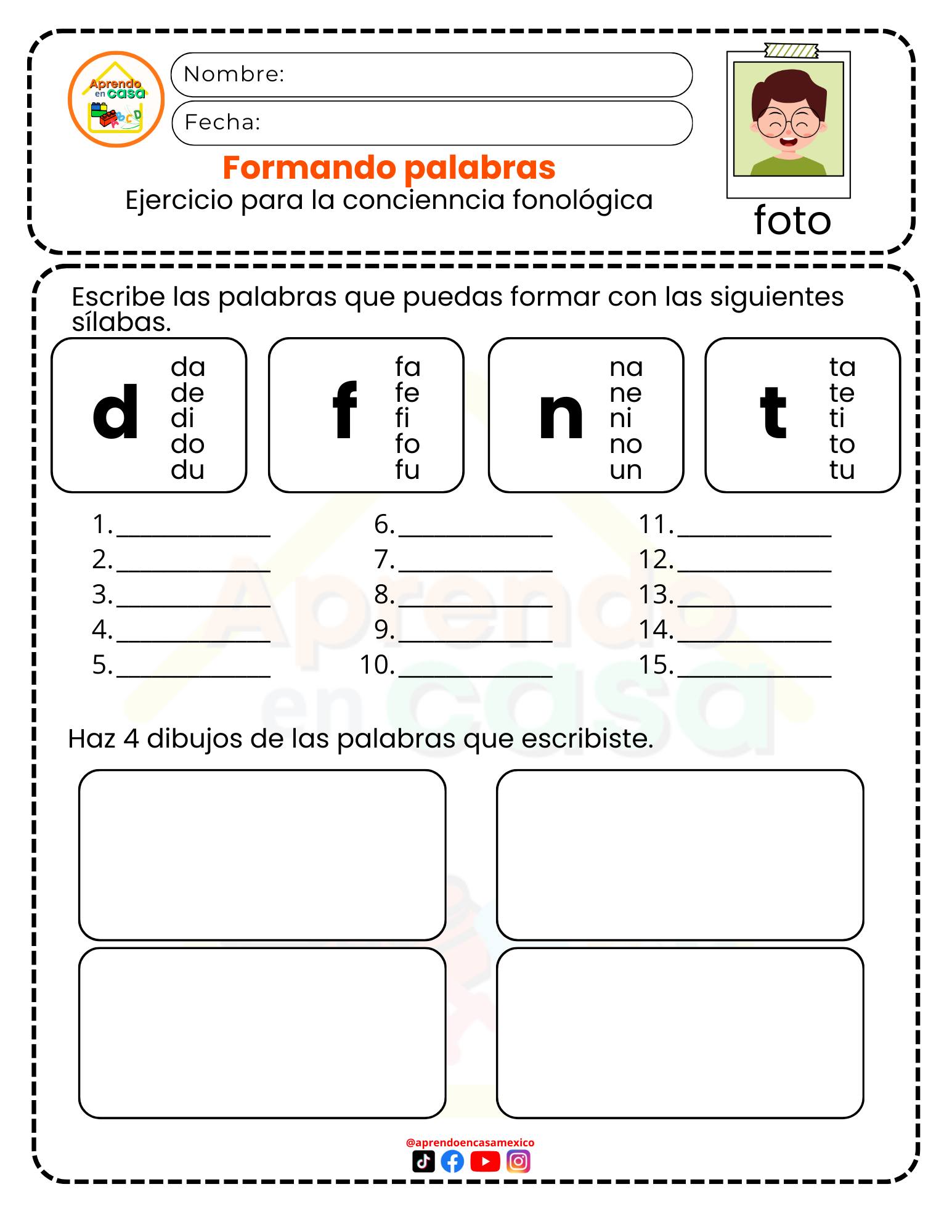 Aprendo - ⭐Formando palabras con las sílabas de las letras d, f, n, t 😉 ...