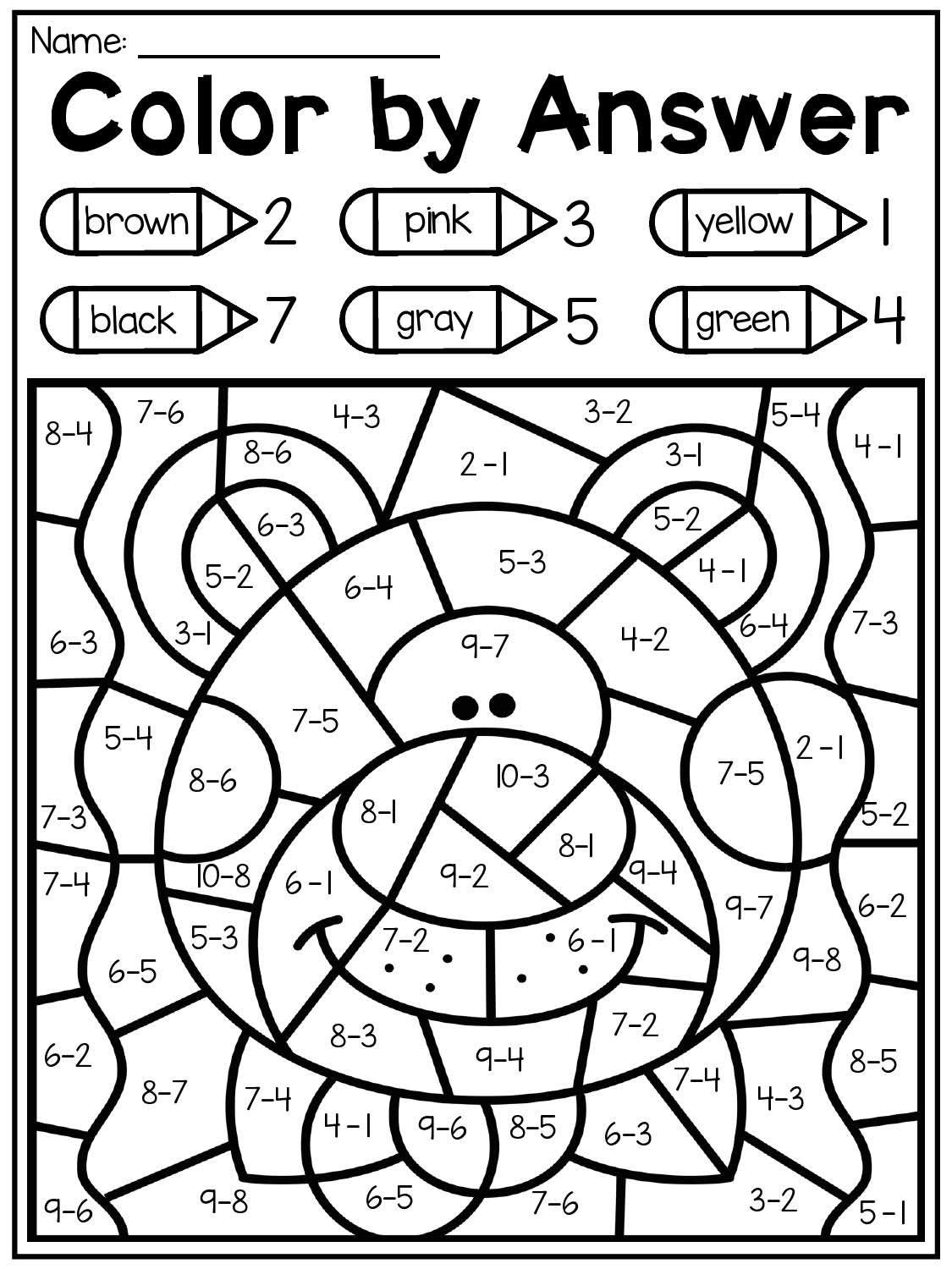 Subtract then Color 😉 ALL PDFs... - Teacher Sheila's Corner | Facebook