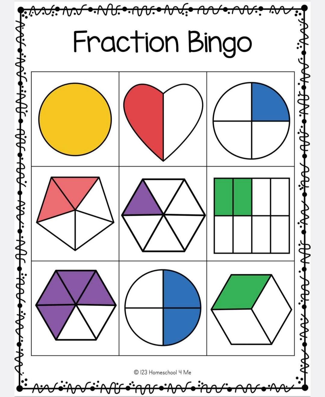 Grade 1 | Downloadable Fraction Bingo | Facebook