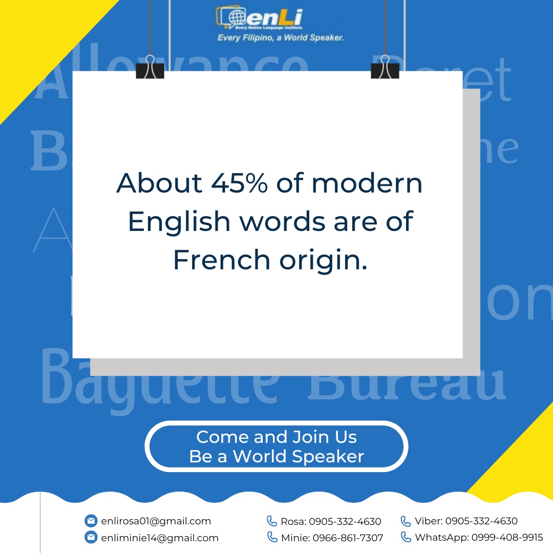 ENLI - About 45% of modern English words are of French origin. After ...