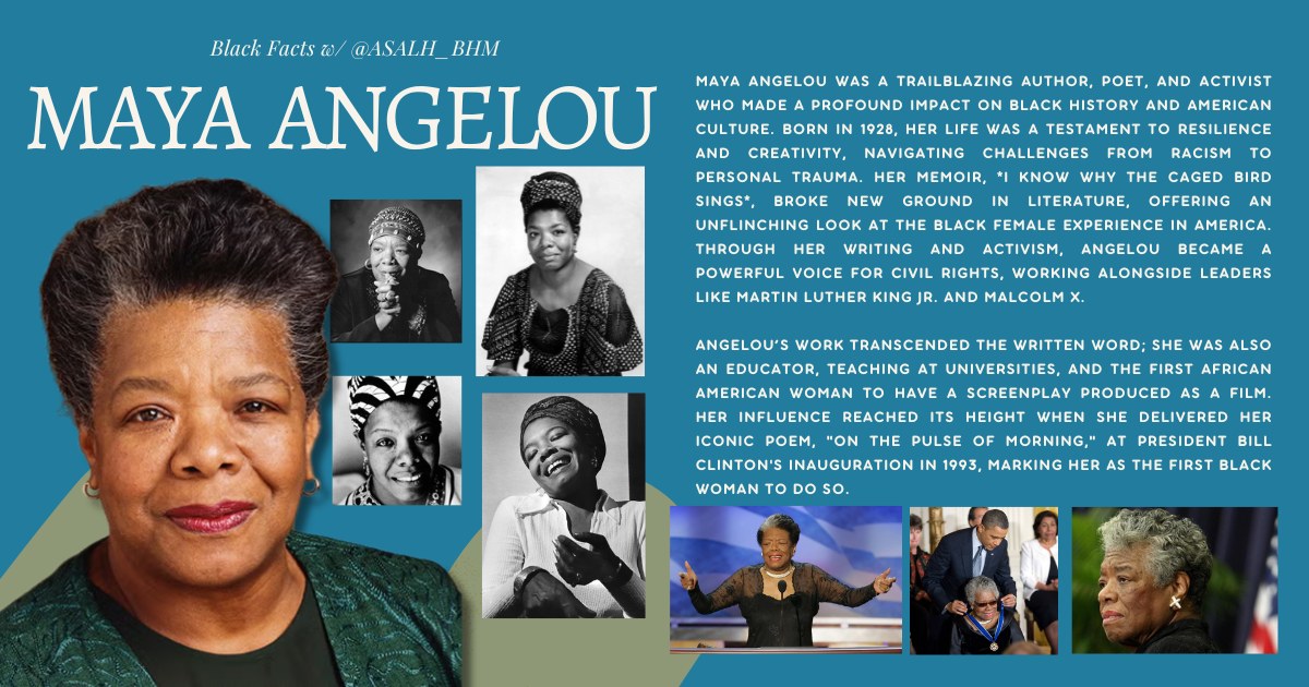 ASALH: - Maya Angelou was a trailblazing author, poet, and activist who ...