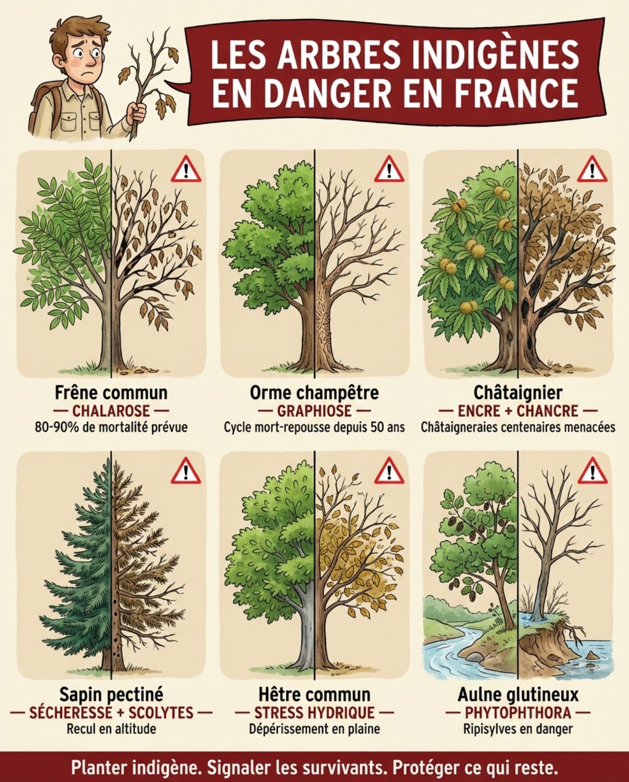 Conseils - Six des douze arbres indigènes de France sont en danger. Pas ...