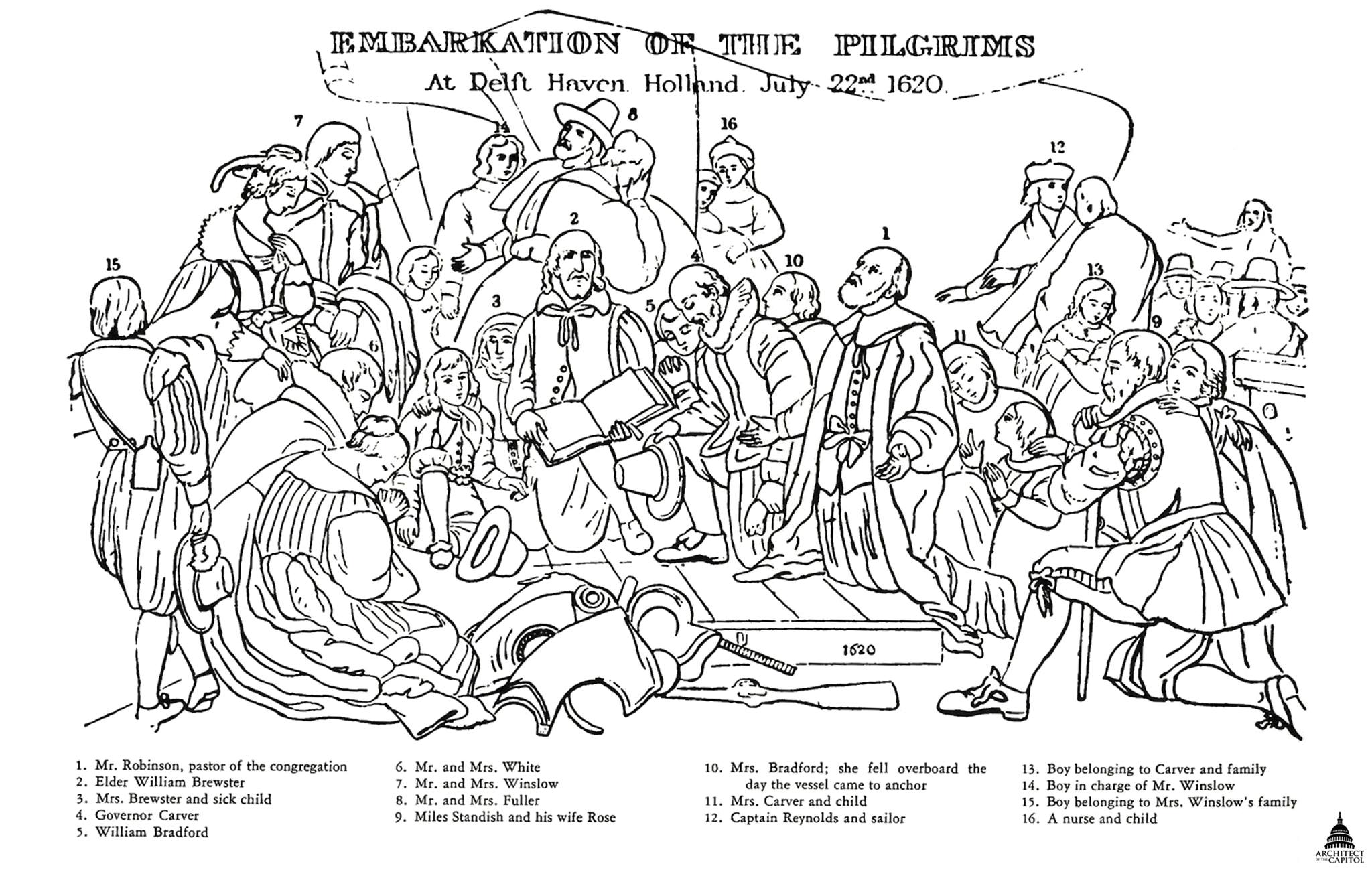 U.S. - Embarkation of the Pilgrims This painting depicts the Pilgrims ...