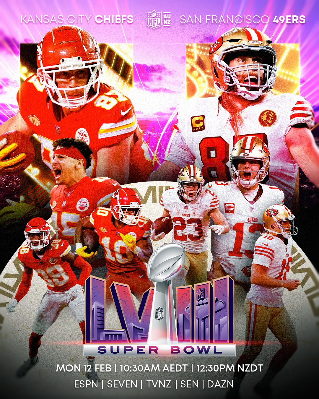 NFL - Not long now 👀🇦🇺🇳🇿 Super Bowl LVIII The Kansas City...