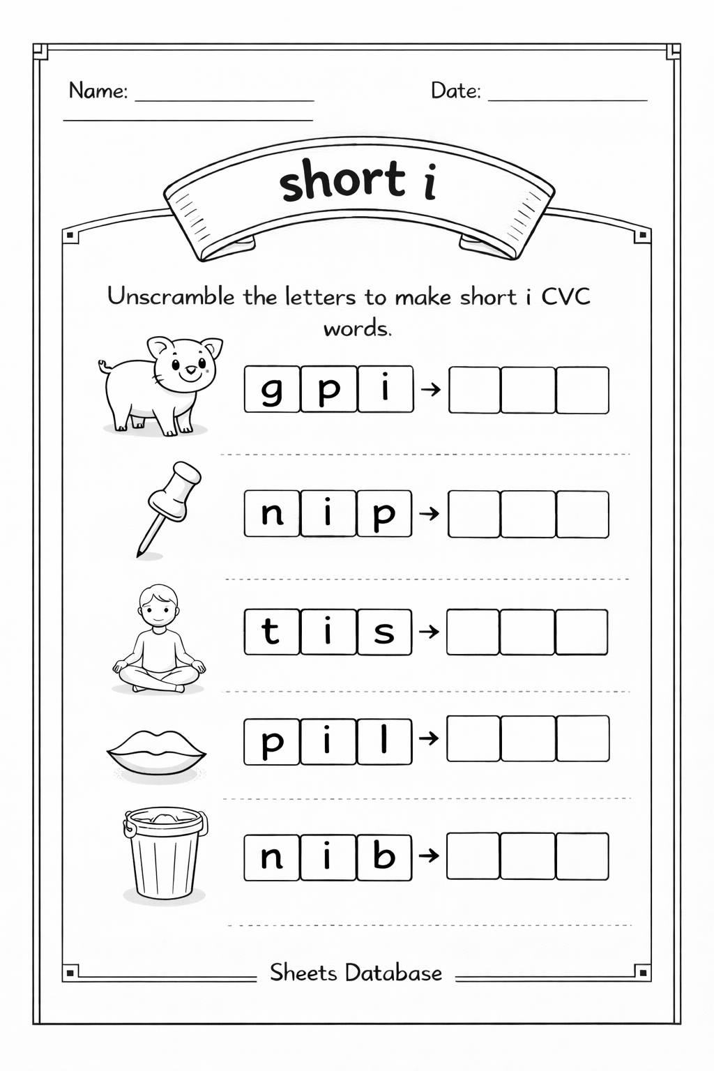 Sheets Database - 1st Grade Short Vowels CVC Worksheets ... | Facebook