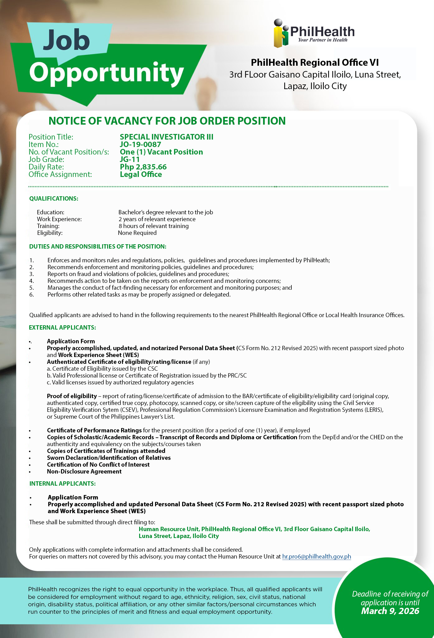 PhilHealth - PhilHealth Regional Office VI is hiring! Job Opportunities ...