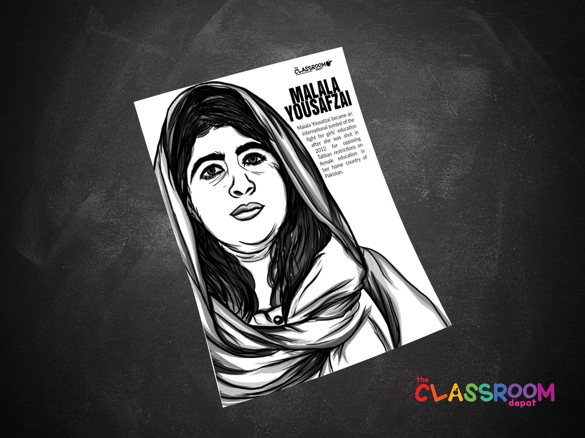 theclassroomdepot - Malala Yousafzai Women's History Month Coloring ...
