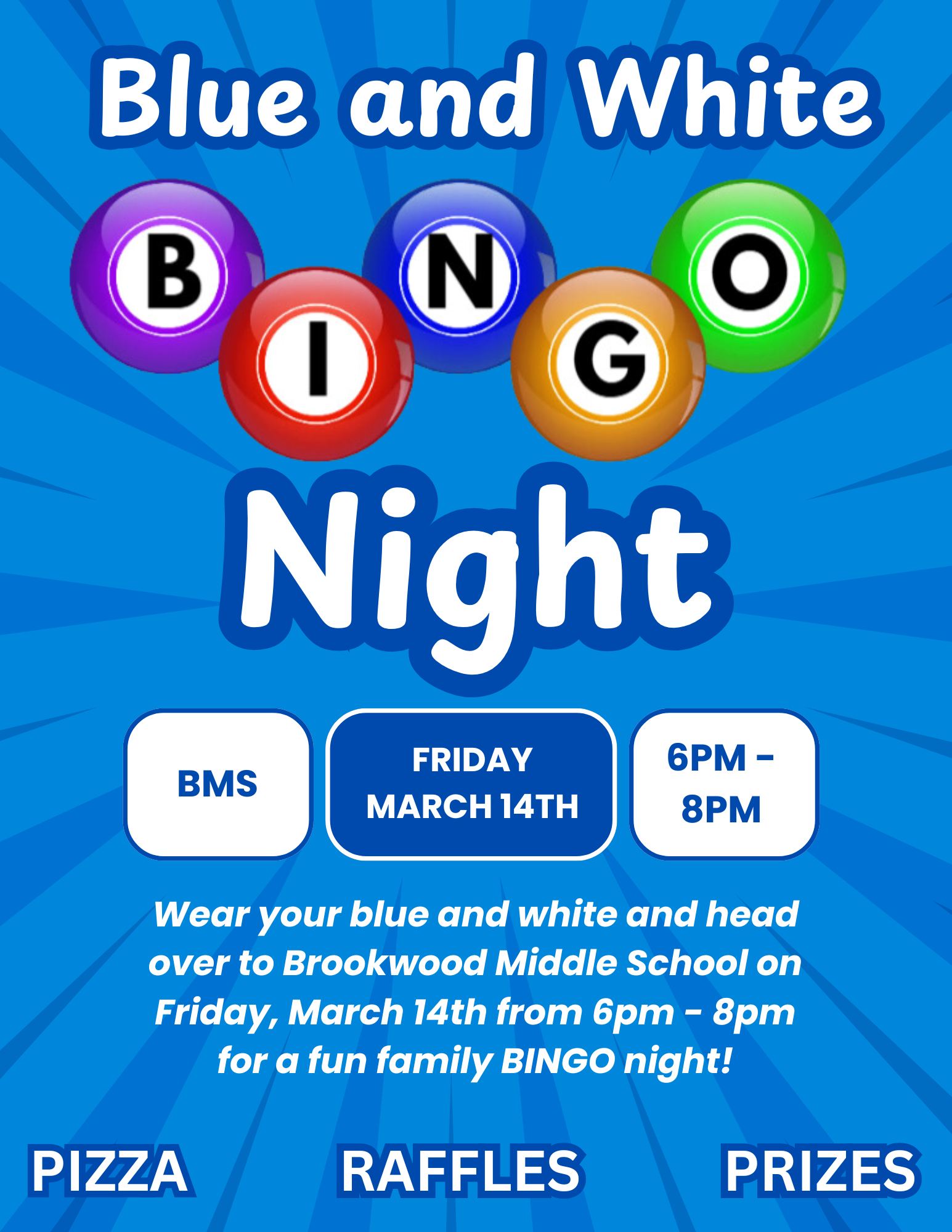 Blue and White Bingo Night!