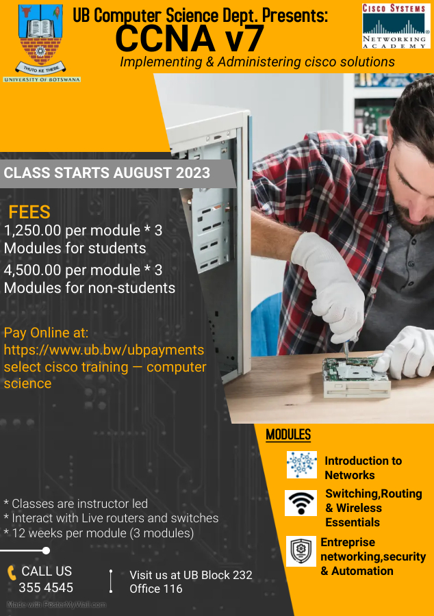 UB -Computer Science Department, Professional Training Academies | Gaborone