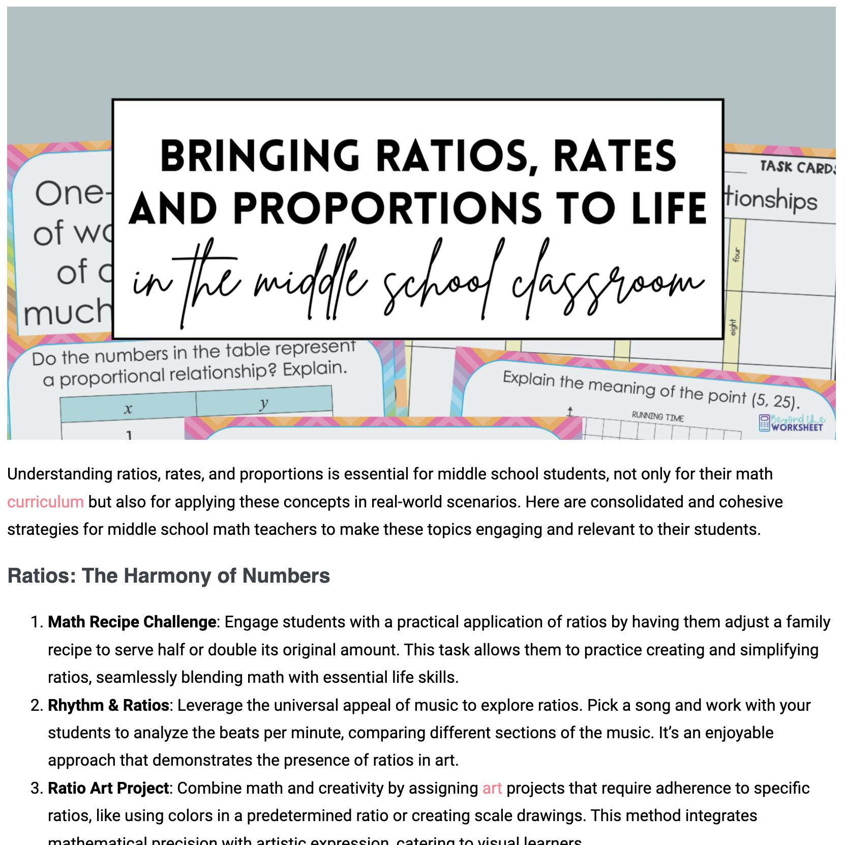 This week was all about Ratios,... - Beyond The Worksheet | Facebook