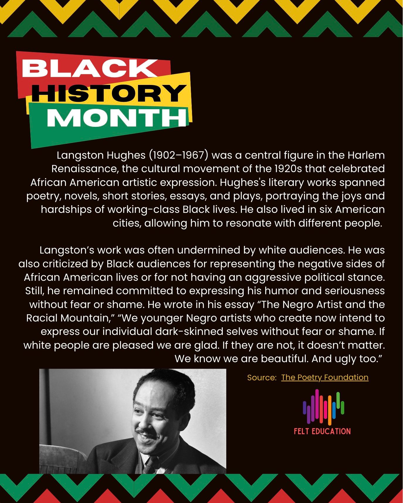 Felt Education - Langston Hughes (1902–1967) was a central... | Facebook