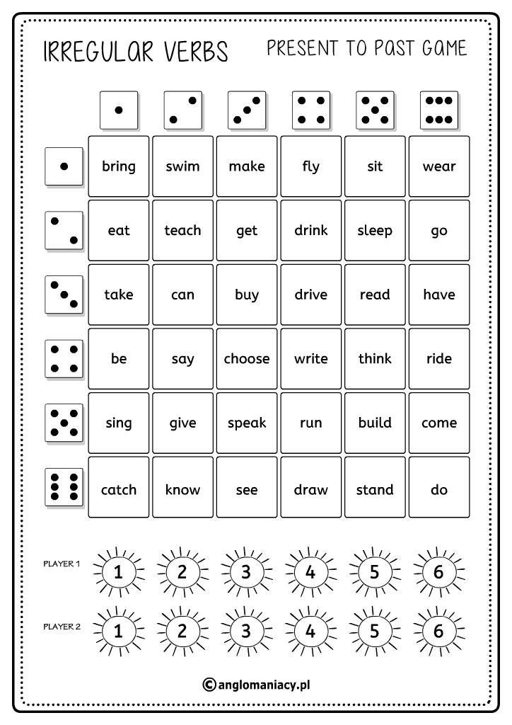 Anglomaniacy - IRREGULAR VERBS DICE GAME (1). PRESENT TO... | Facebook