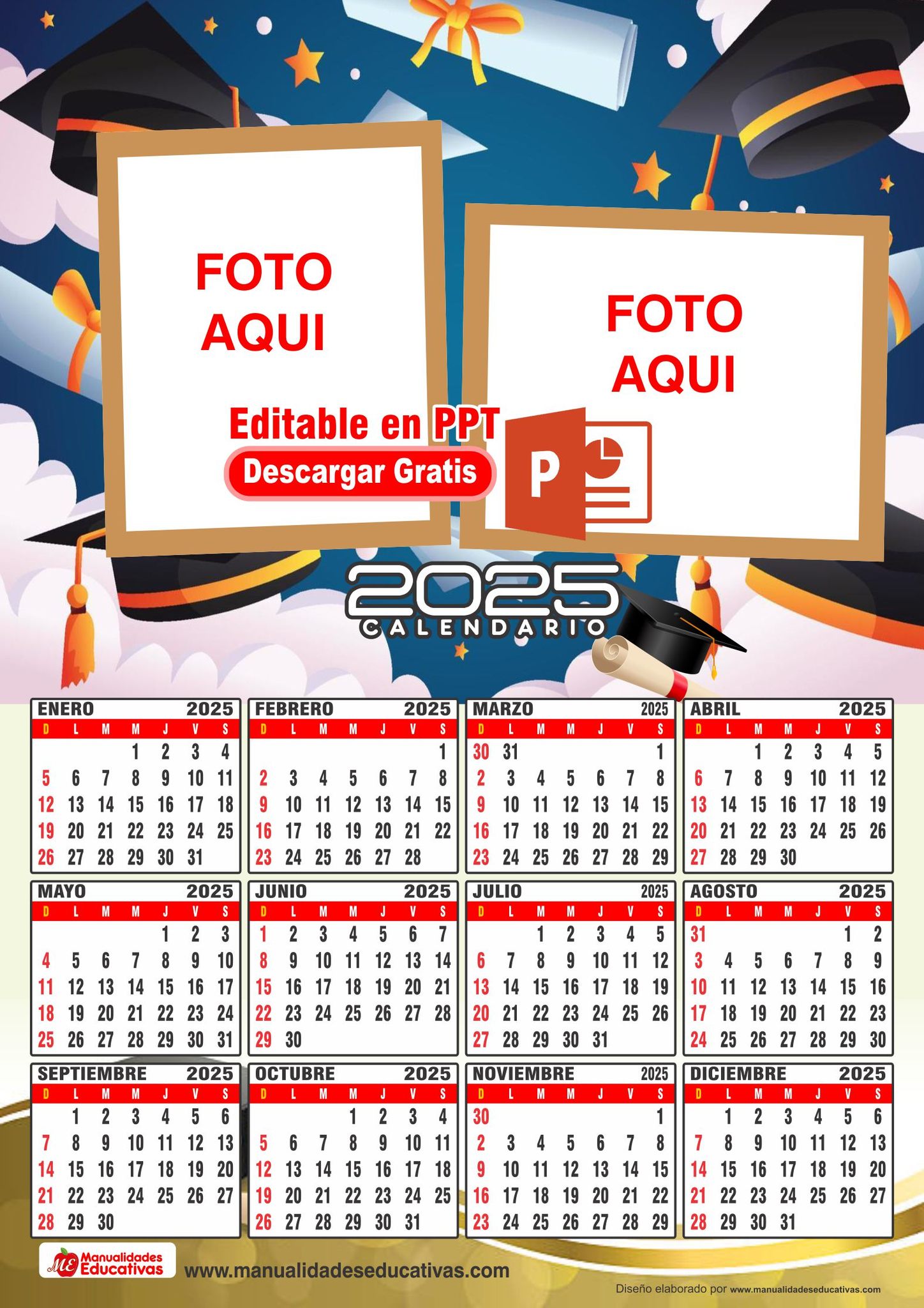 Material - Kit de Calendarios 2025. ⭕️MATERIAL EDITABLE EN PPT👇👇👇 ...