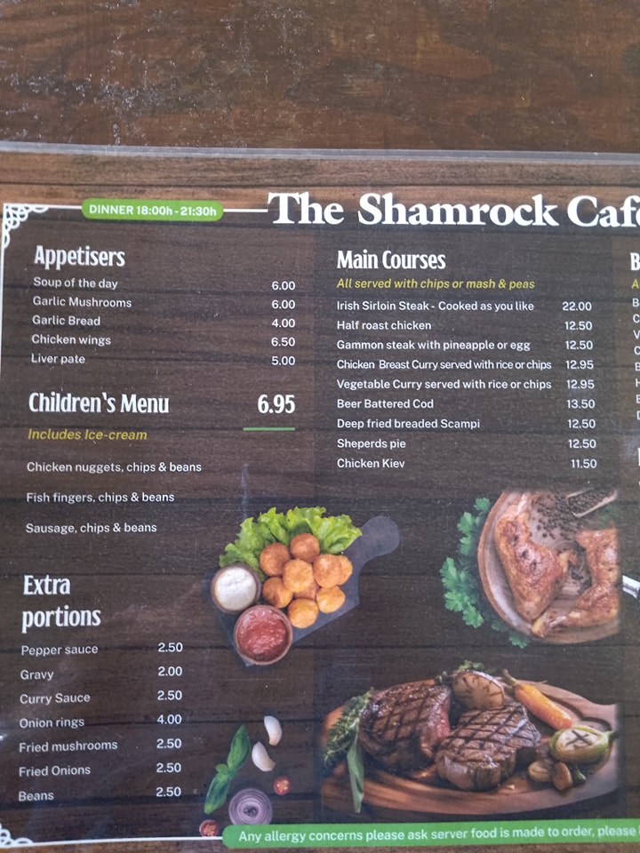 The Shamrock Cafe Dinner Menu! 🍀 - The Shamrock Bar | Facebook