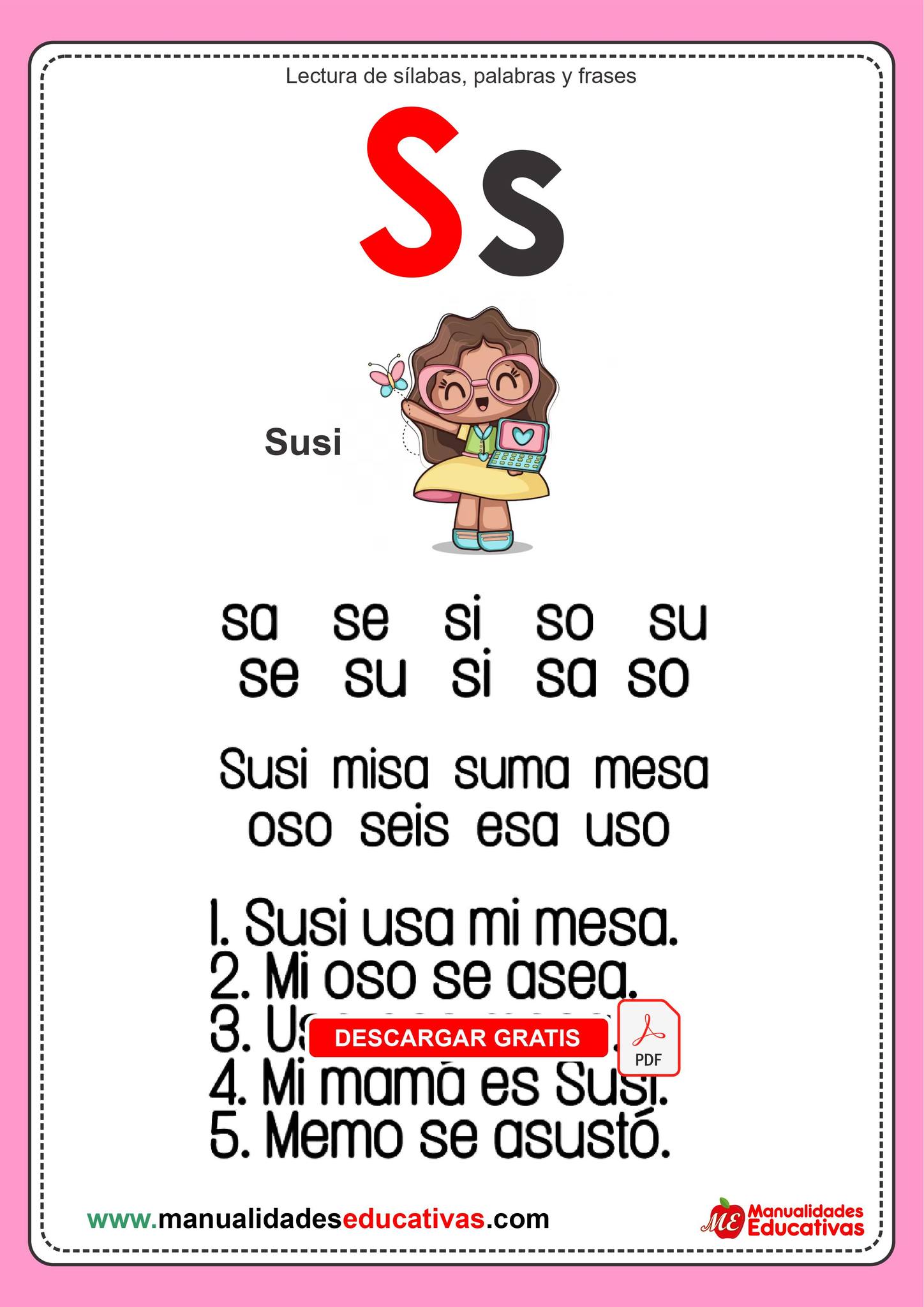 ME - Lectura de sílabas, palabras y frases ⭕️LECTURAS COMPLETOS EN PDF👇 ...