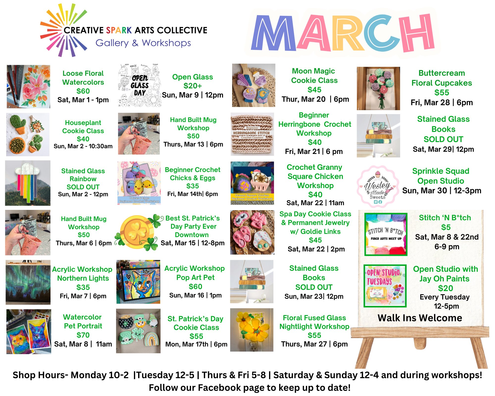 🍀🚨 OUR MARCH CALENDAR IS OUT & IT’S... - Creative Spark Arts