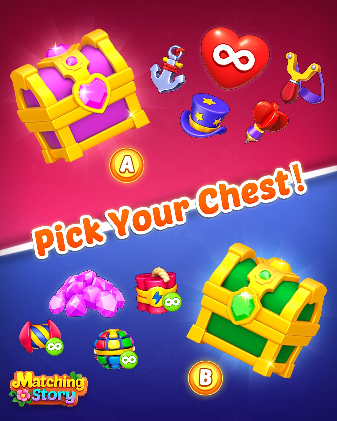 Matching - 🎉 𝗣𝗶𝗰𝗸 𝗬𝗼𝘂𝗿 𝗖𝗵𝗲𝘀𝘁! 🎉 𝗔 or 𝗕？Pick your mysterious chest, each ...
